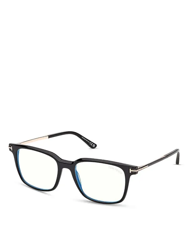 TOM FORD Square Blue Light Eyeglasses 53mm - Shiny Black