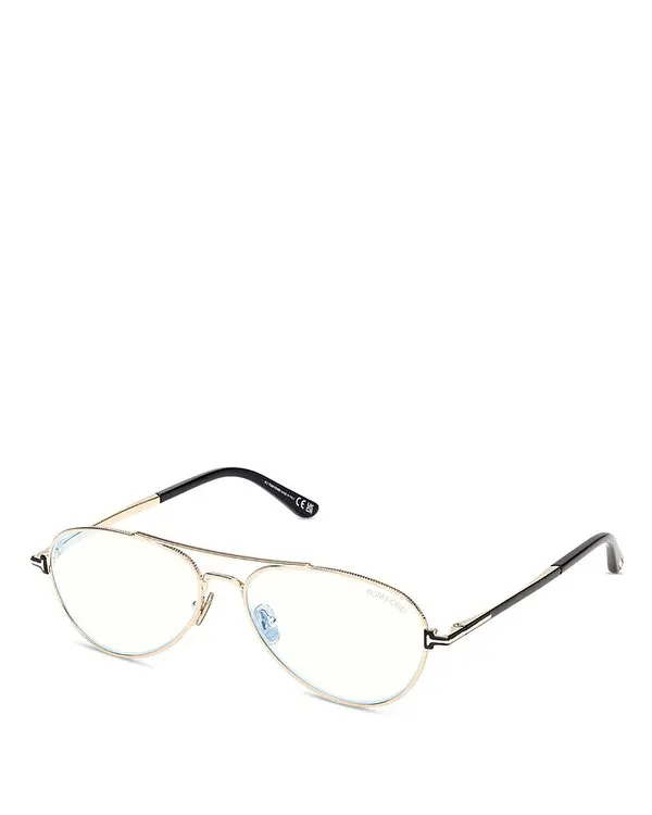 TOM FORD Pilot Blue Light Glasses 56mm - Shiny Rose Gold