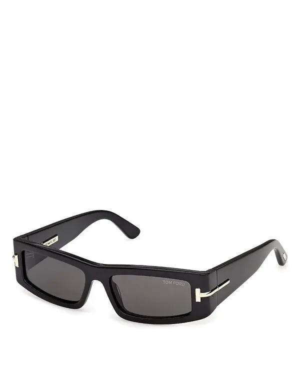TOM FORD Rectangular Sunglasses, 54mm - Shiny Black/smoke