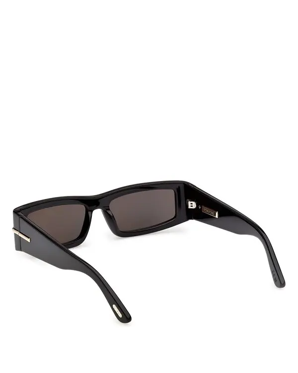 TOM FORD Rectangular Sunglasses, 54mm - Shiny Black/smoke