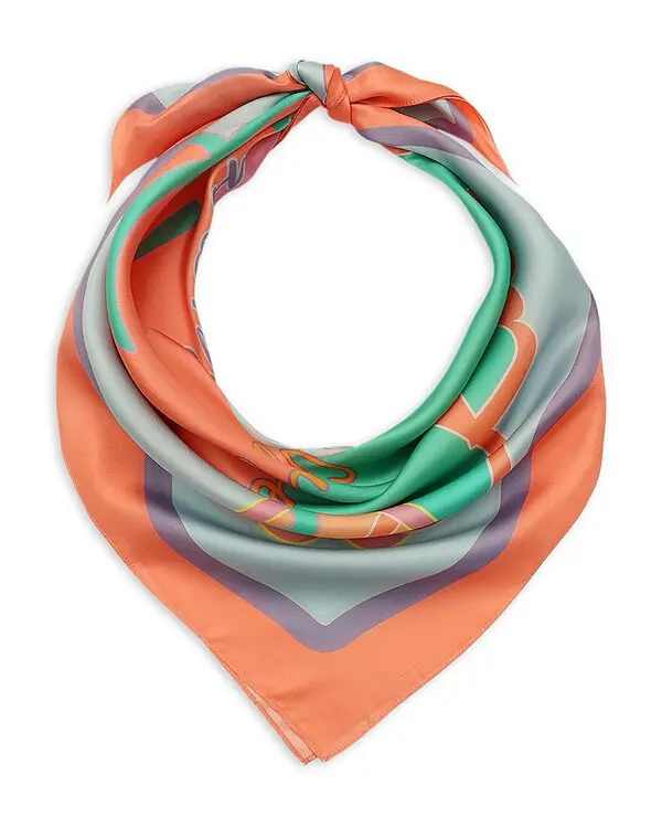Kurt Geiger Kurt Script Silk Scarf - Coral Glow