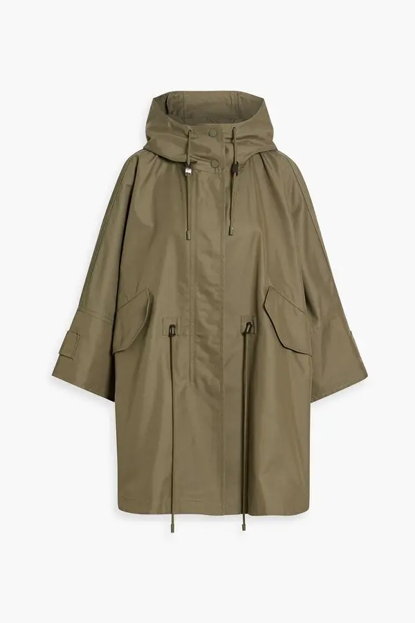 Max Mara Cottonblend Gabardine Hooded Cape - Army Green