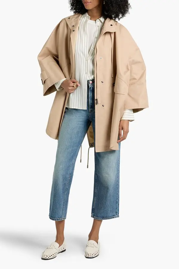 Max Mara Cotton-blend Gabardine Hooded Cape - Sand