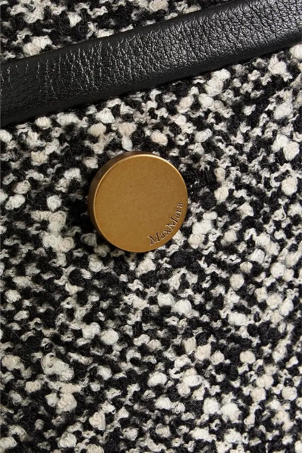 Max Mara Cosa Leather-trimmed Wool-blend Tweed Mini Skirt