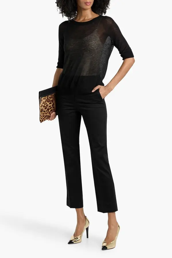 Max Mara Okra Cotton-blend Straight-leg Pants - Black