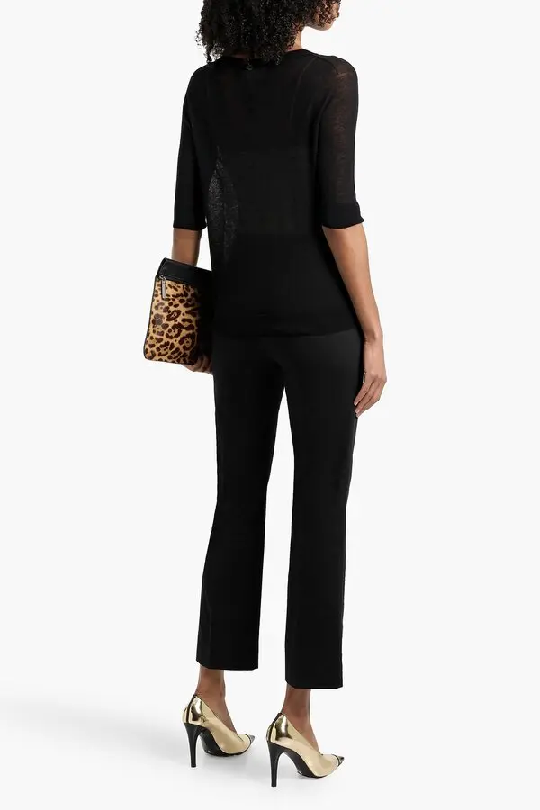Max Mara Okra Cotton-blend Straight-leg Pants - Black