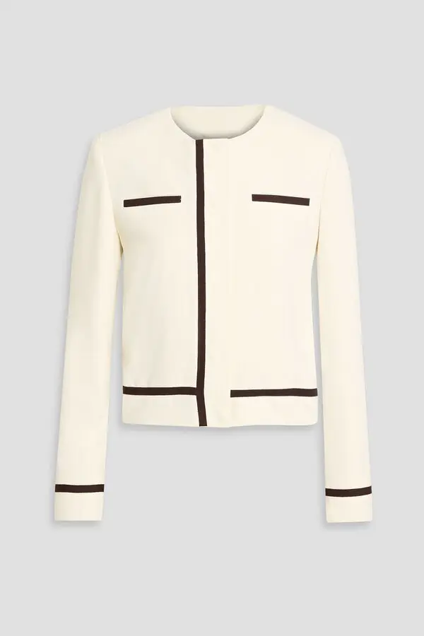 Max Mara Fiorito Grosgrain-trimmed Cotton-twill Jacket - Ivory