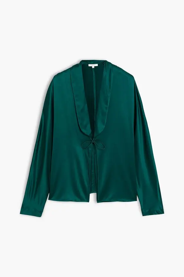 THE SEI Silk-satin Blouse - Emerald