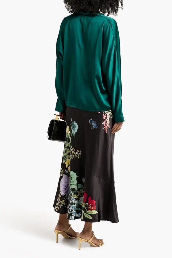 THE SEI Silk-satin Blouse - Emerald