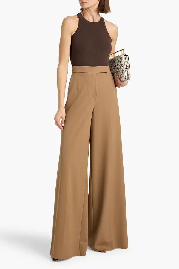 Max Mara Ninfa Wool-twill Wide-leg Pants - Camel
