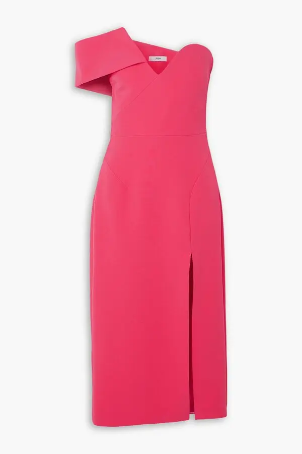 Safiyaa Opal One-sleeve Draped Stretch-crepe Midi Dress