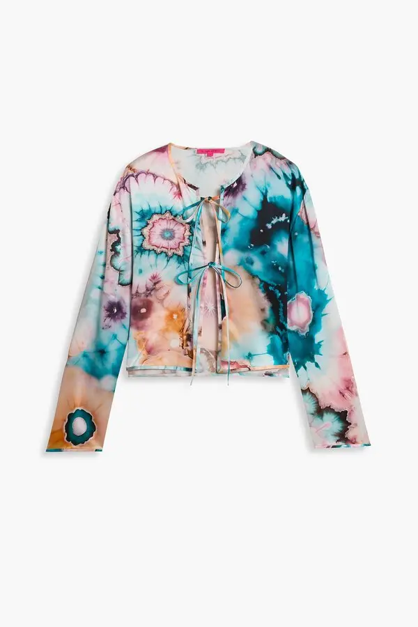 THE ELDER STATESMAN Printed Silk-satin Top