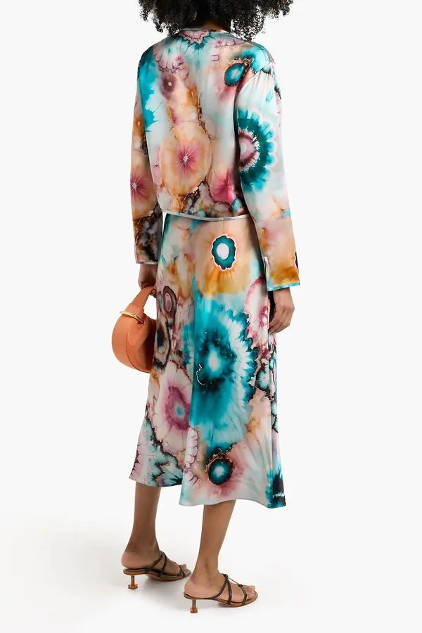 THE ELDER STATESMAN Printed Silk-satin Top