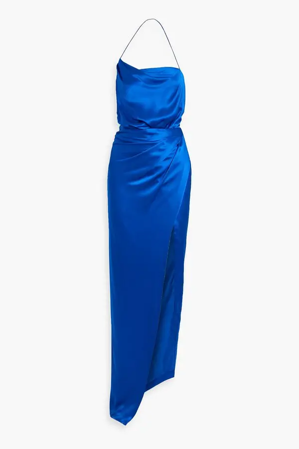 THE SEI Draped Silksatin Halterneck Gown - Bright Blue