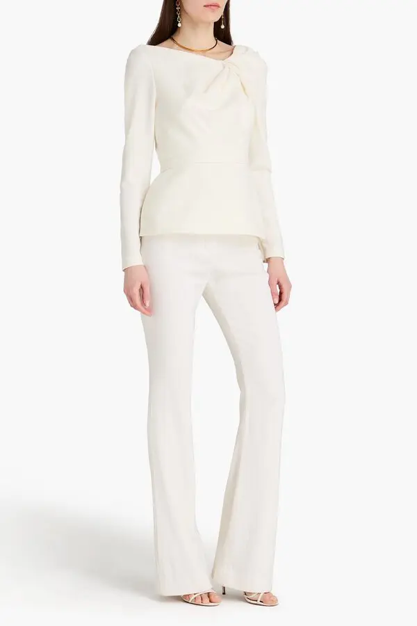 Safiyaa Manya Draped Crepe Top - Ivory