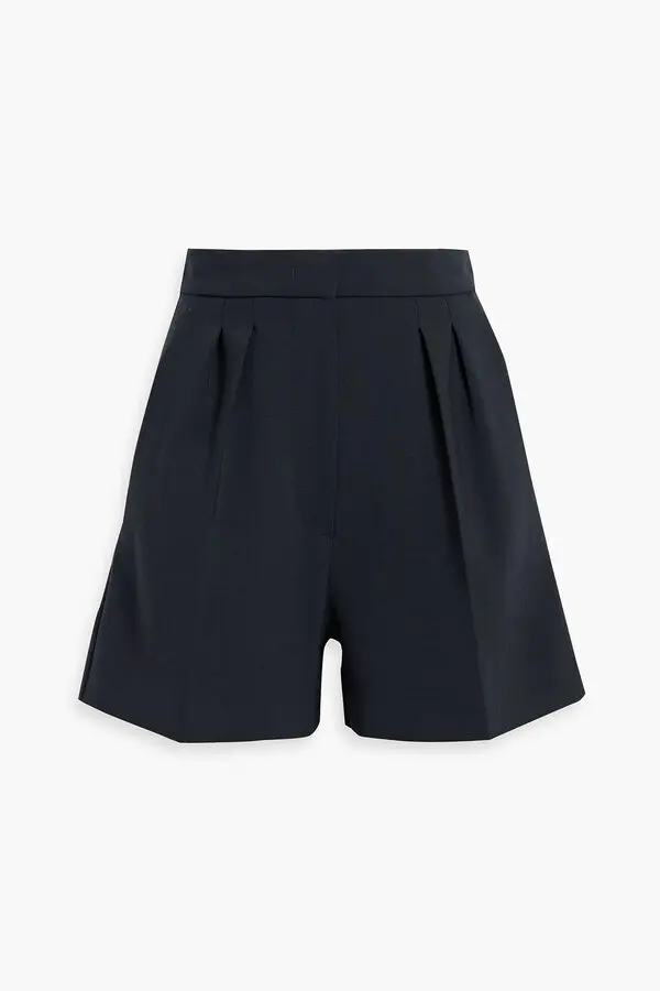 Max Mara Zic Pleated Woolblend Shorts - Midnight Blue