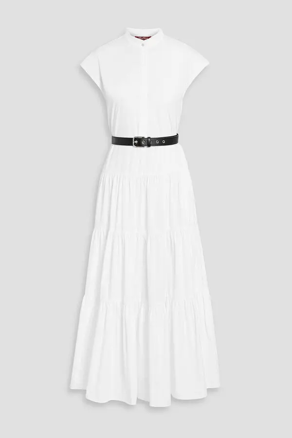 Max Mara Bairo Tiered Cotton-poplin Midi Dress