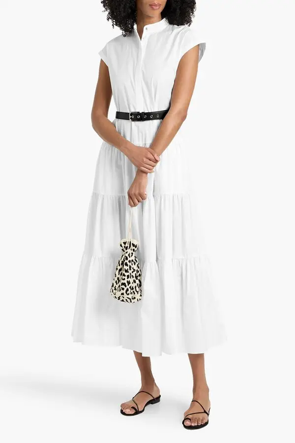 Max Mara Bairo Tiered Cotton-poplin Midi Dress