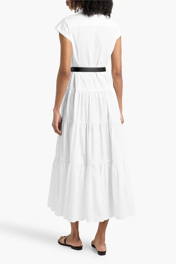 Max Mara Bairo Tiered Cotton-poplin Midi Dress