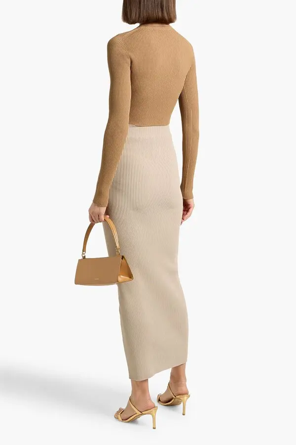 Max Mara Arcella Cropped Ribbed-knit Top - Camel