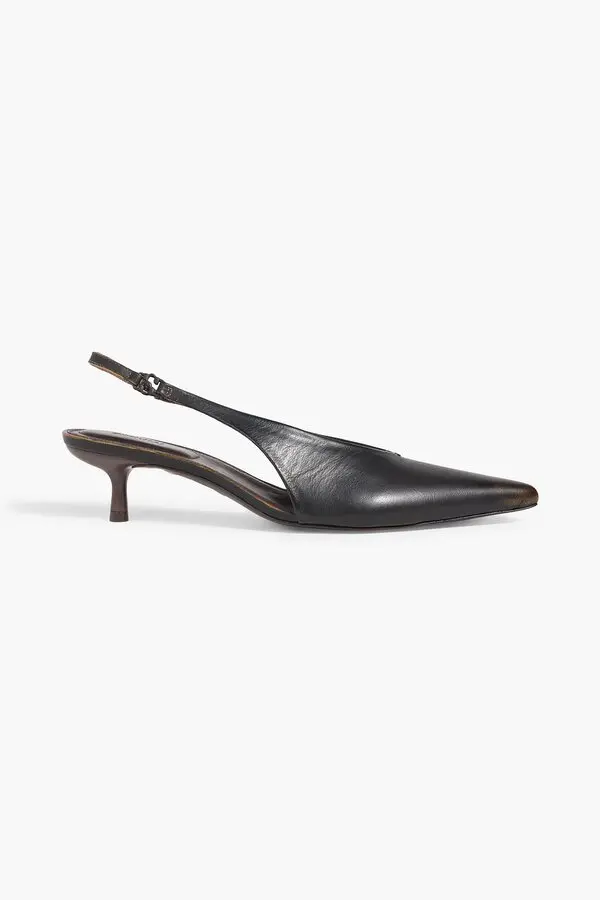 Simkhai Sylvie Leather Slingback Pumps - Chocolate