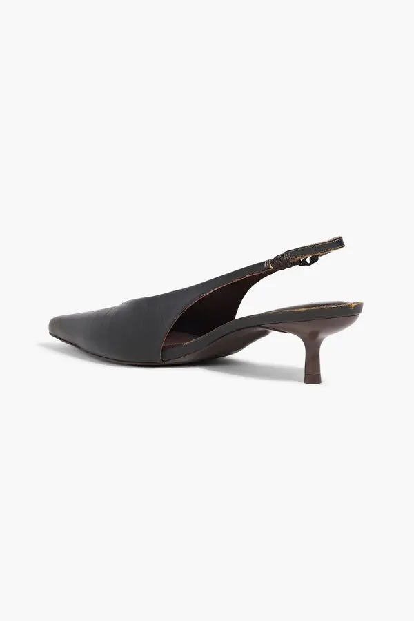 Simkhai Sylvie Leather Slingback Pumps - Chocolate