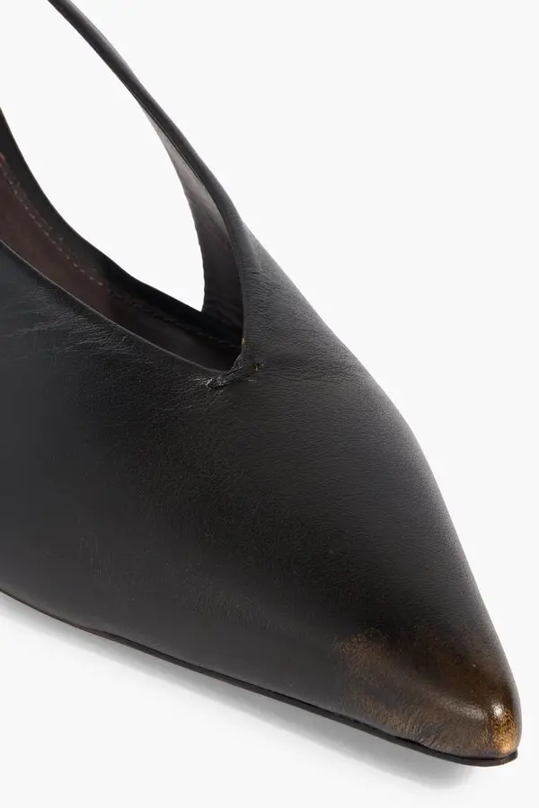 Simkhai Sylvie Leather Slingback Pumps - Chocolate