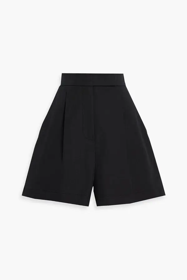 Max Mara Amburgo Pleated Cottonblend Twill Shorts - Black