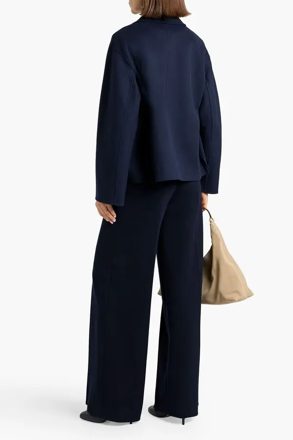 Max Mara Corea Cotton And Wool-blend Wide-leg Pants - Midnight Blue
