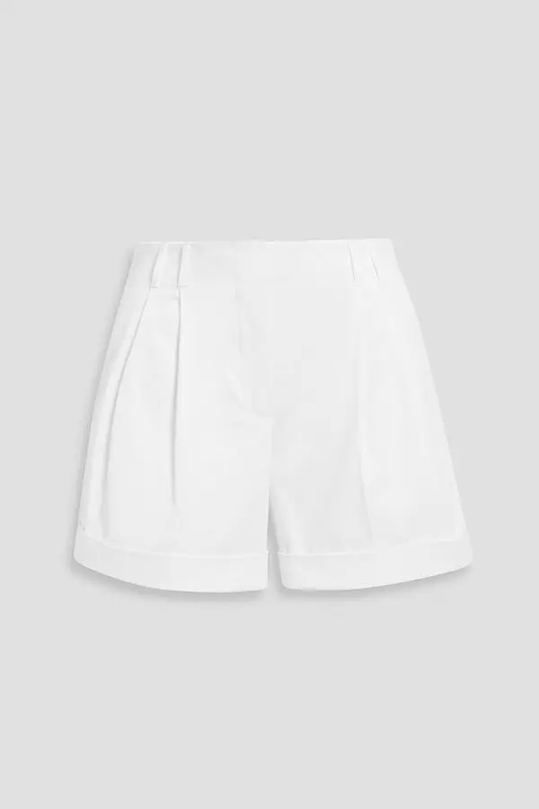 Max Mara Bergen Pleated Cottonblend Twill Shorts - White