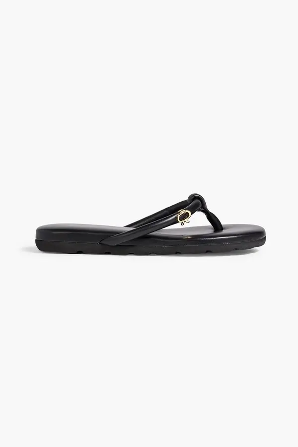 GIANVITO ROSSI Fiji Padded Leather Flip Flops - Black