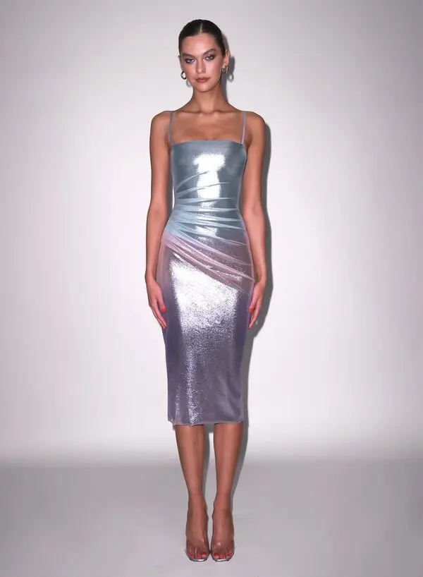 FLEUR DU MAL Ombre Shine Dress Metallic Ombre - Blue