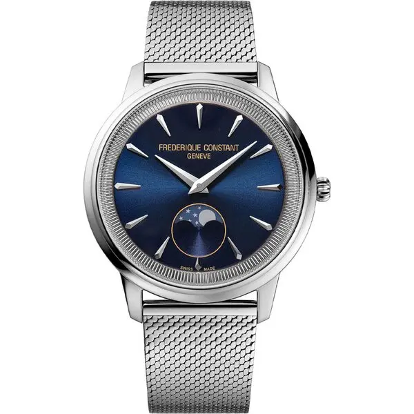 FREDERIQUE CONSTANT Classics Moneta Moonphase Mesh Strap Watch - Silverone
