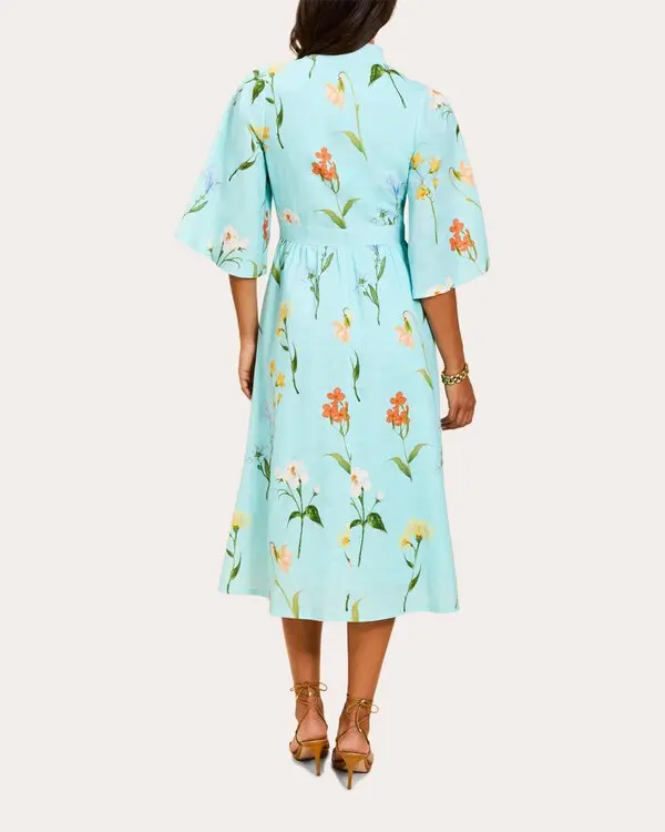 Mestiza New York Carmen Floral Linen Button-front Midi Dress