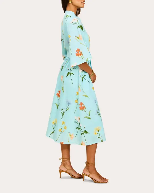Mestiza New York Carmen Floral Linen Button-front Midi Dress