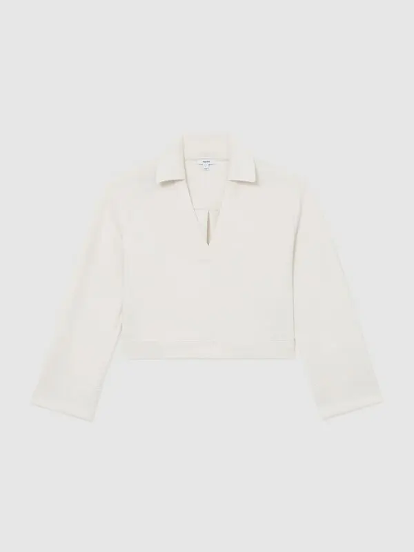 REISS Interlock Open-collar Sweatshirt