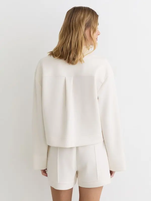 REISS Interlock Open-collar Sweatshirt