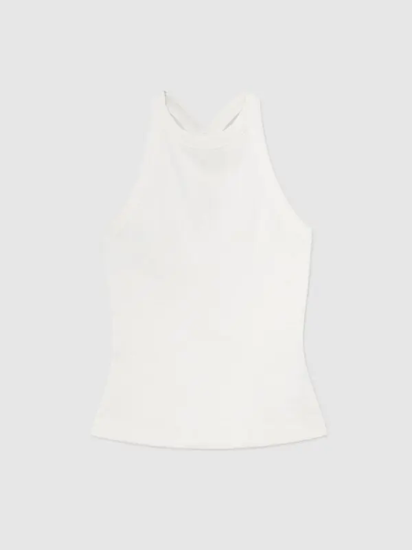 REISS Lolana Ribbed Racer-back Vest - White