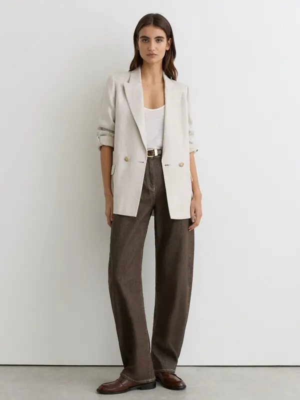 REISS Sabel Barrel-leg Jeans - Brown