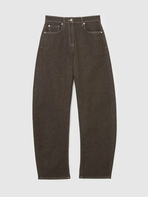 REISS Sabel Barrel-leg Jeans - Brown