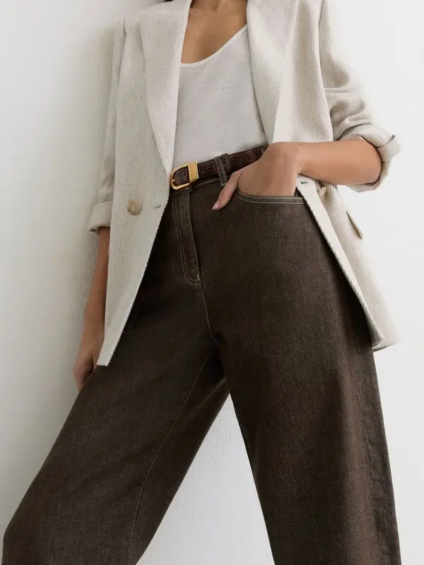 REISS Sabel Barrel-leg Jeans - Brown