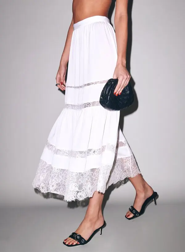 FLEUR DU MAL Juliet Lace Maxi Skirt - Ivory