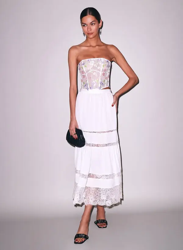 FLEUR DU MAL Juliet Lace Maxi Skirt - Ivory