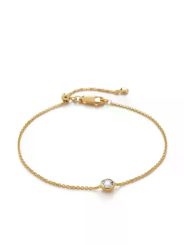 Monica Vinader Diamond Solitaire Vermeil Bracelet - Gold