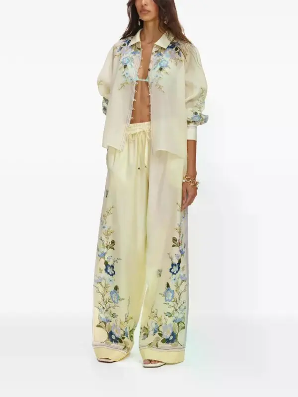 SELF-PORTRAIT Floral-print Palazzo Pants