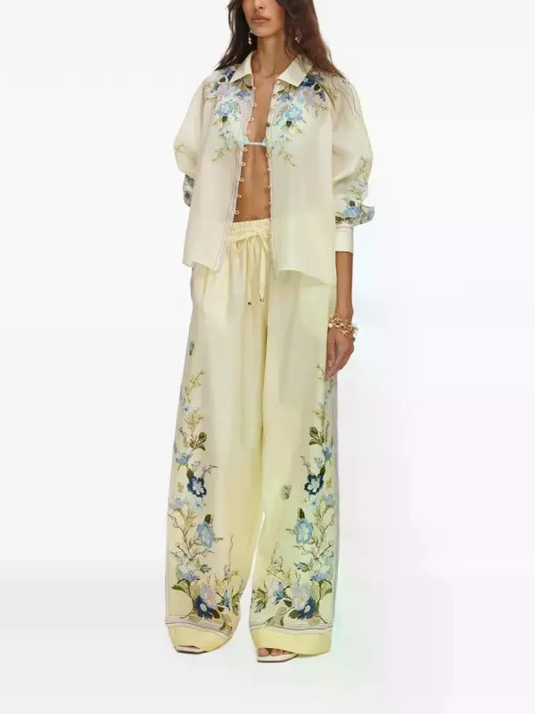 SELF-PORTRAIT Floral-print Palazzo Pants