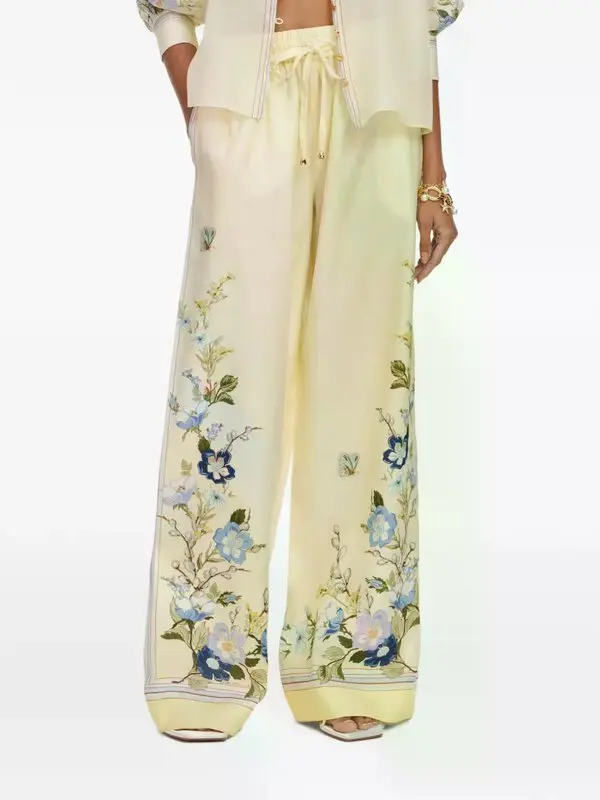 SELF-PORTRAIT Floral-print Palazzo Pants - Neutrals