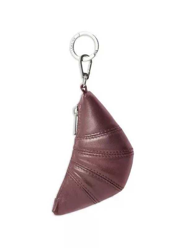 LEMAIRE Mini Croissant Zipped Leather Keyring - Red