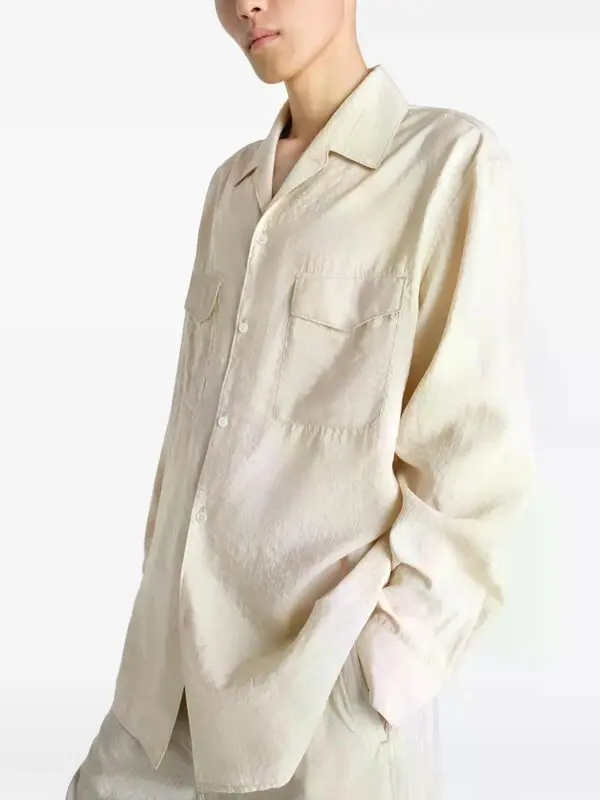 LEMAIRE Convertible Collar Shirt In Dry Silk