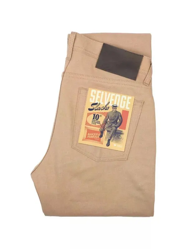 Naked & Famous Denim Weird Guy Selvedge Slacks Trousers - Neutrals